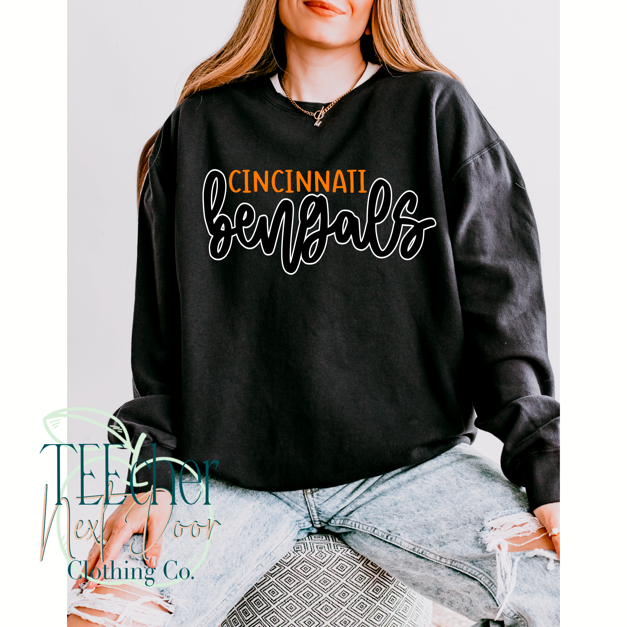 Black Cincinnati Football Script – TEEcher Next Door Clothing Co.